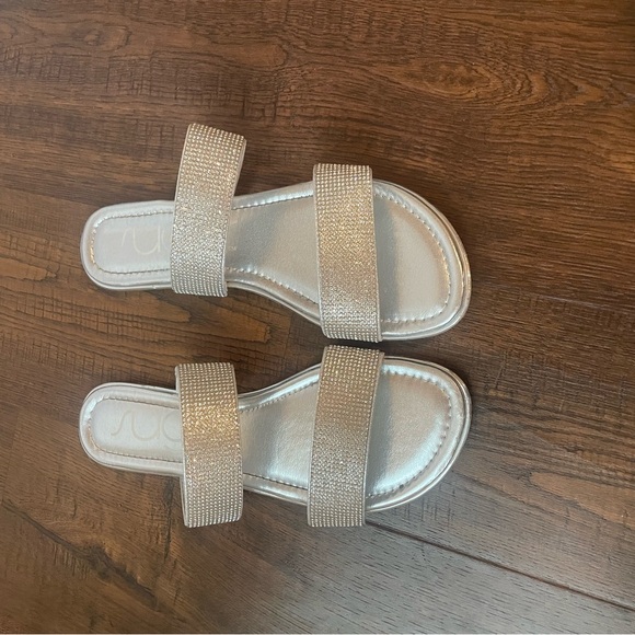 Sugar | Shoes | Sugar Silver Sandals Sparkly Double Strap | Poshmark